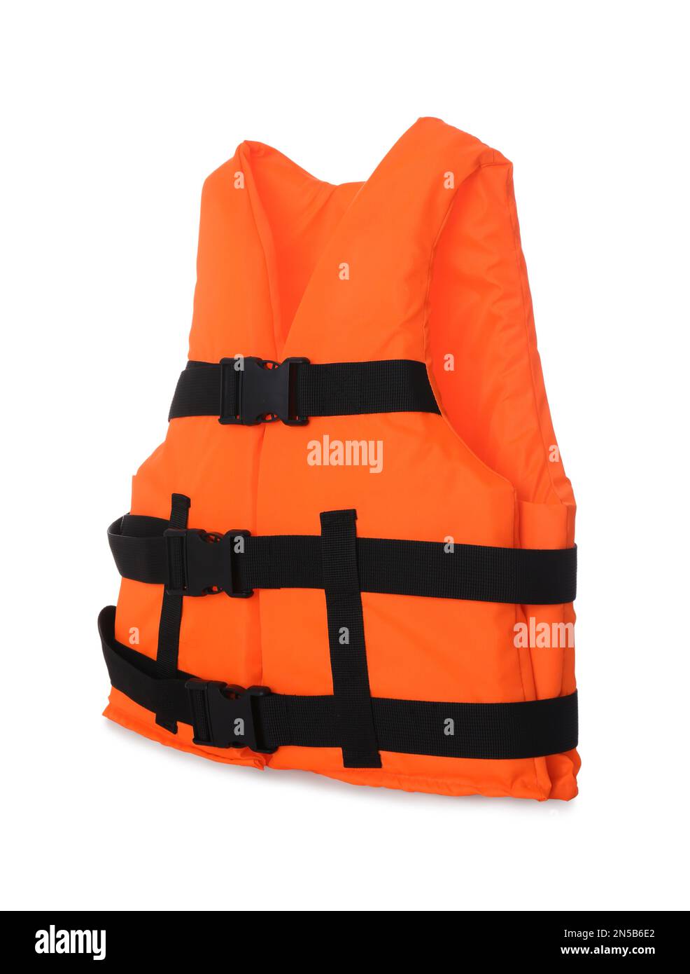 Orange life jacket isolated on white. Personal flotation device Stock ...