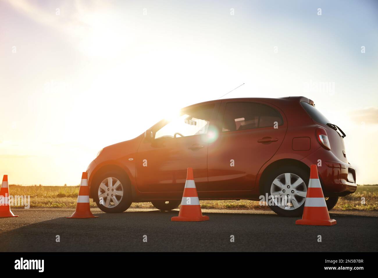 Red driving school car hi-res stock photography and images - Alamy