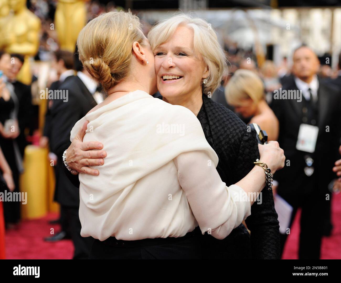 Meryl Streep, left, and Glenn Close arrive at the Oscars on Sunday ...