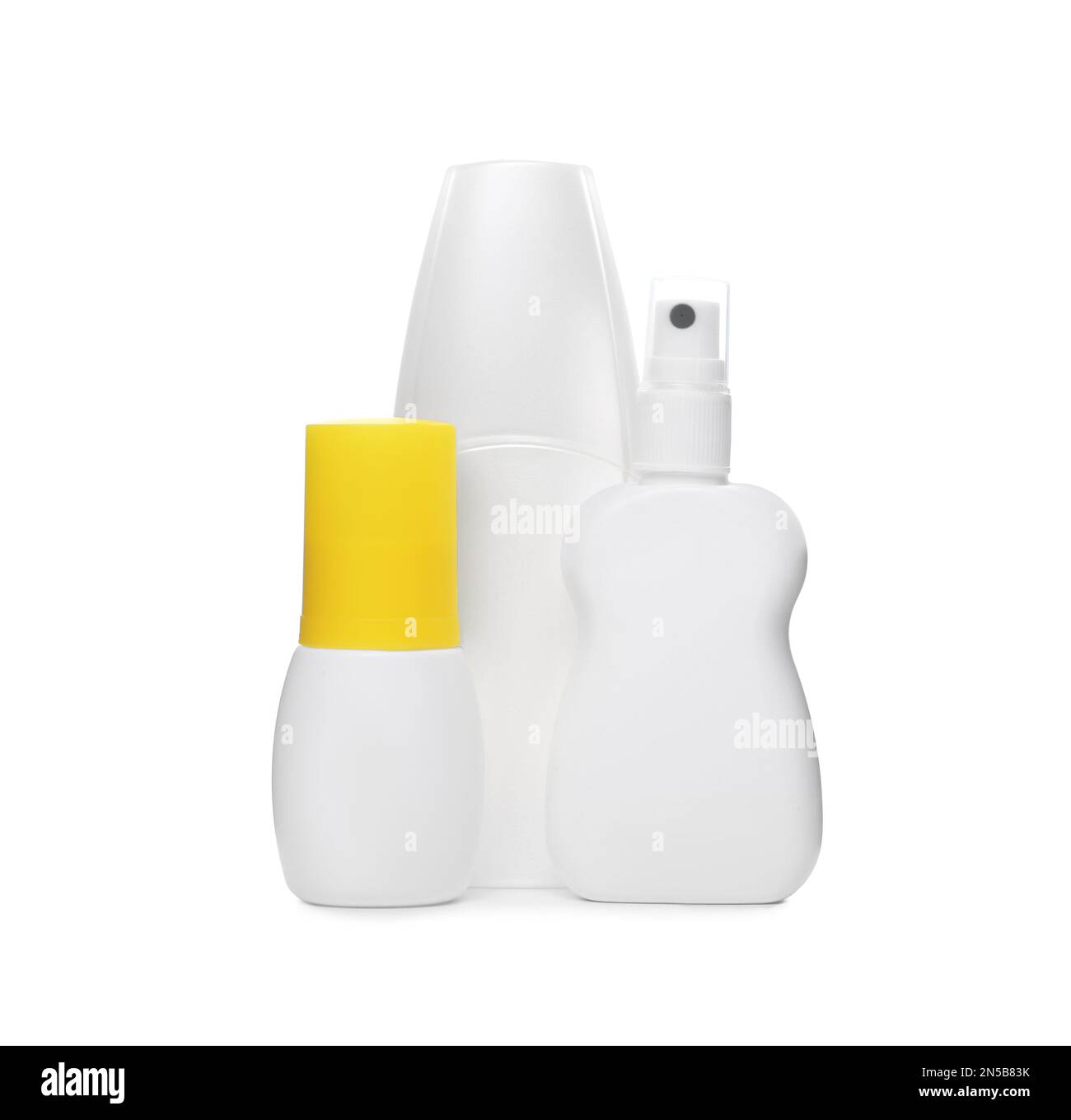 Set of different insect repellents on white background Stock Photo - Alamy