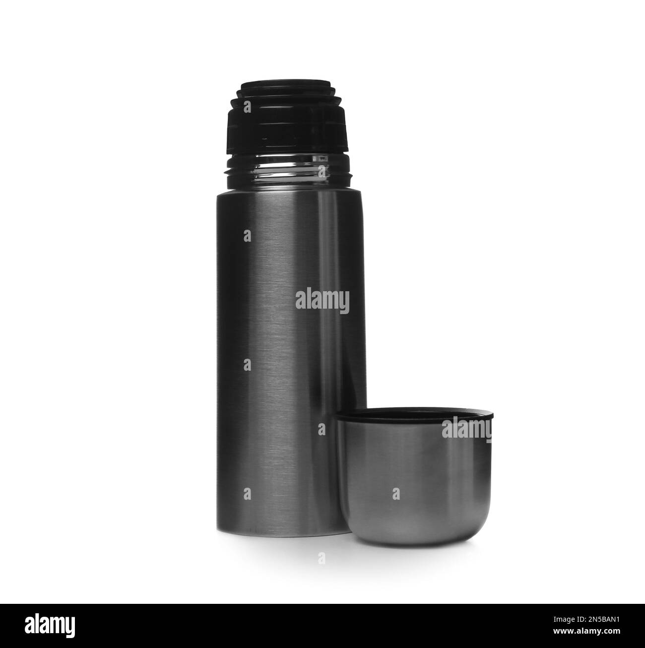 New modern thermos and cup isolated on white Stock Photo - Alamy