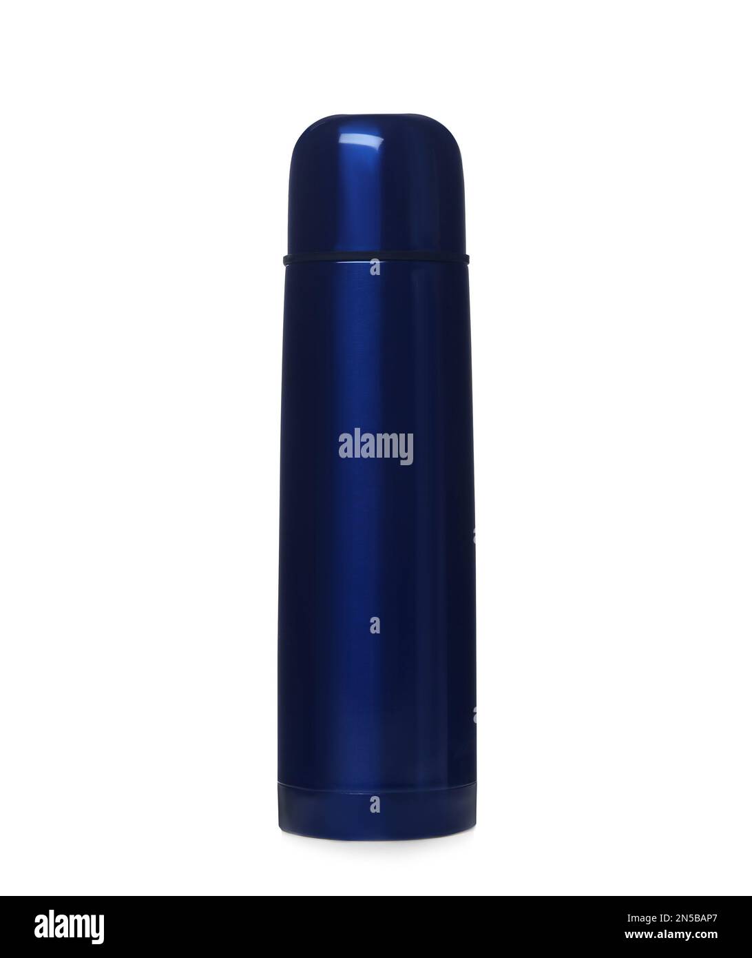 Modern closed blue thermos isolated on white Stock Photo - Alamy