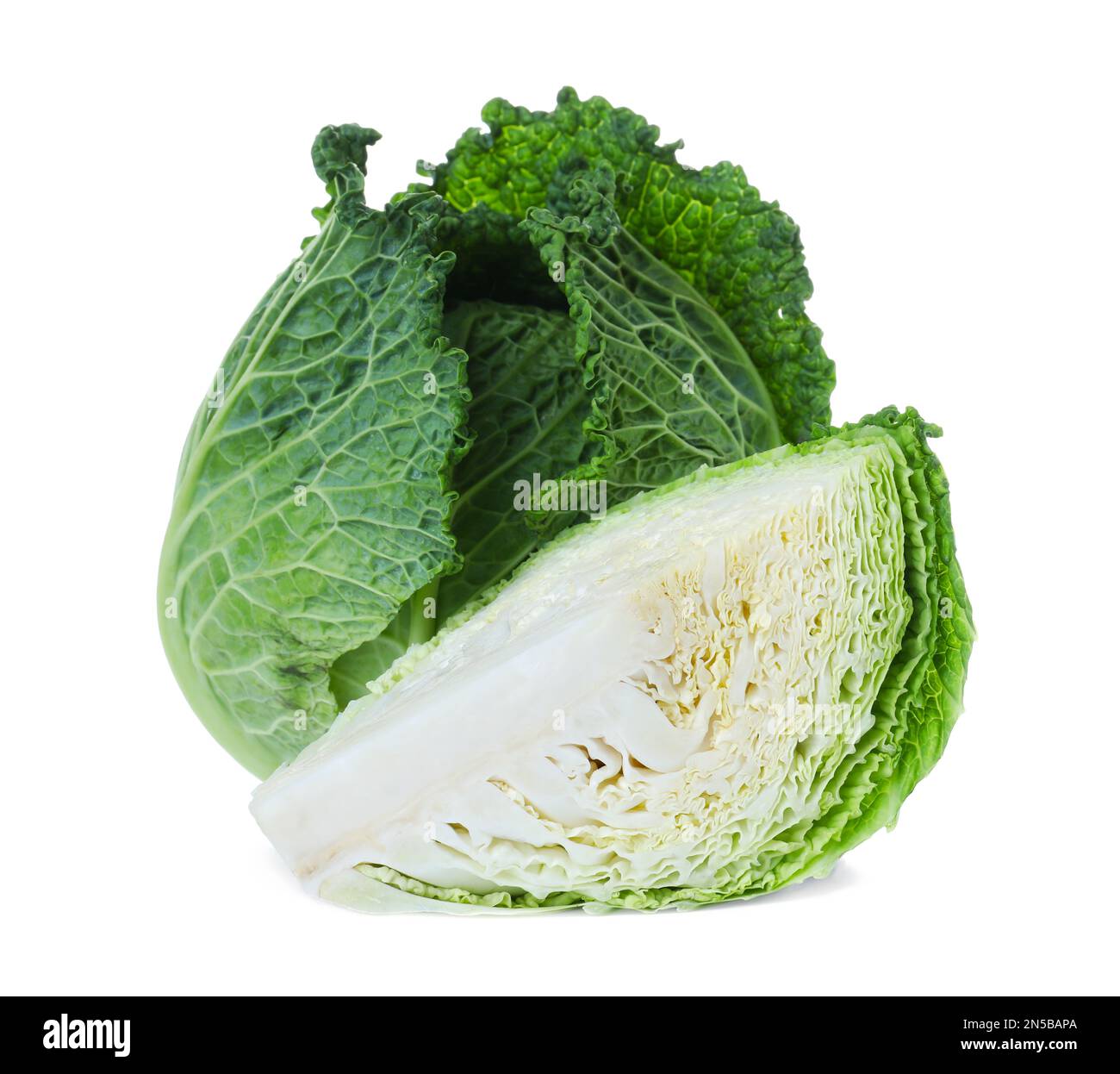 Whole and cut fresh savoy cabbages on white background Stock Photo - Alamy