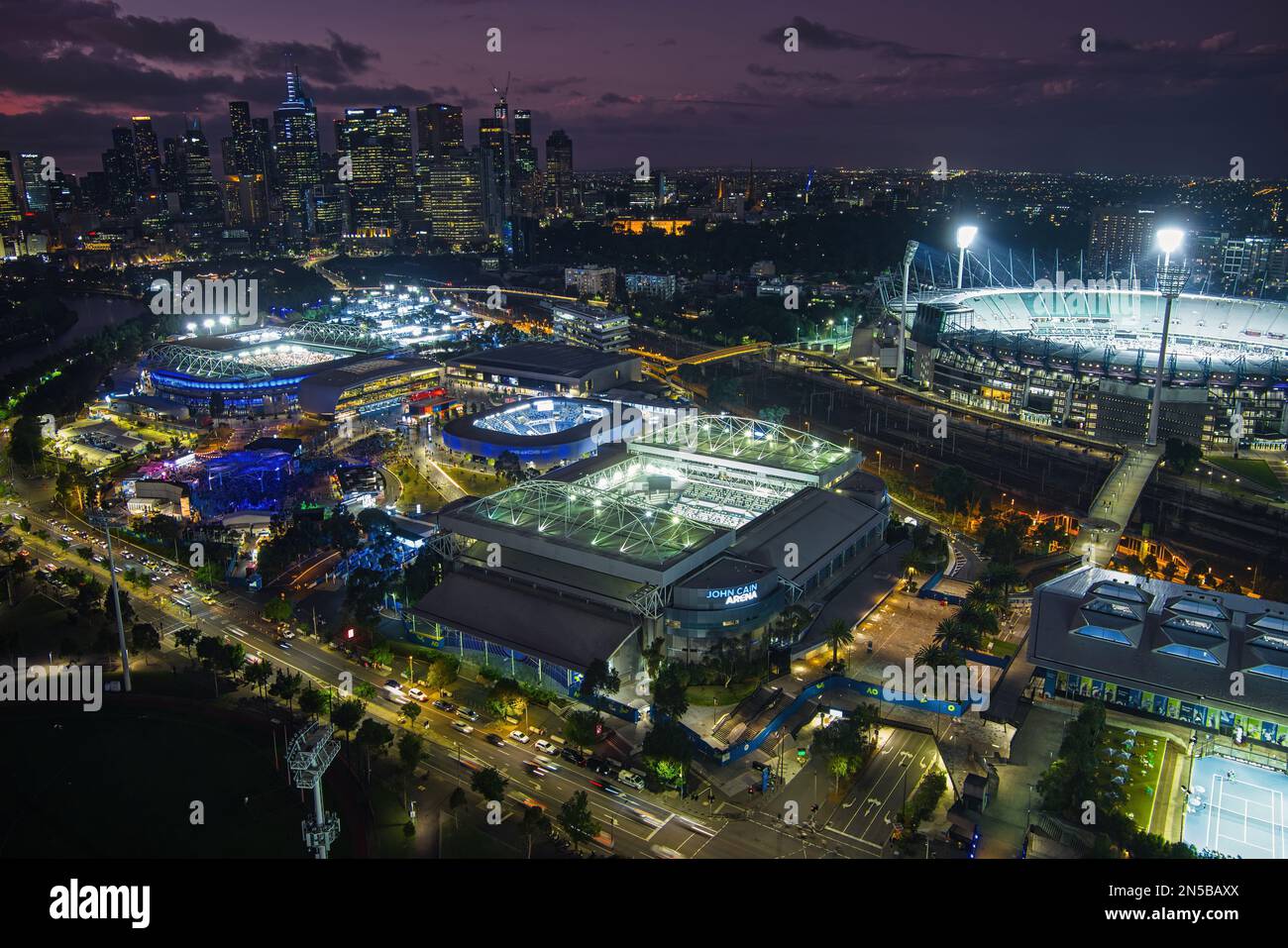Aerial Photo of Melbourne Park, MCG and Yarra river during the ...