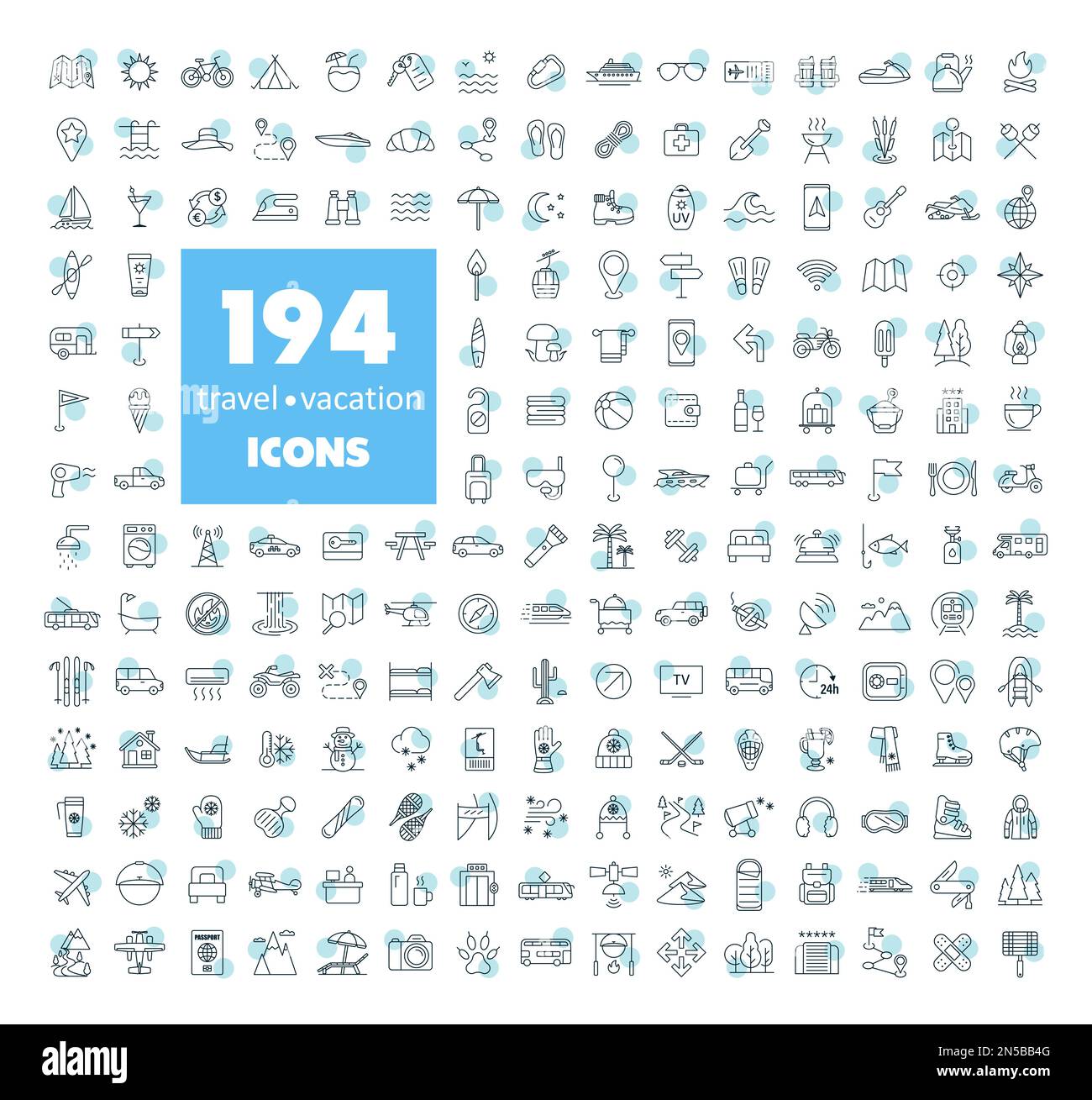 194 travel vacation vector icons set. Graph symbol for travel and ...