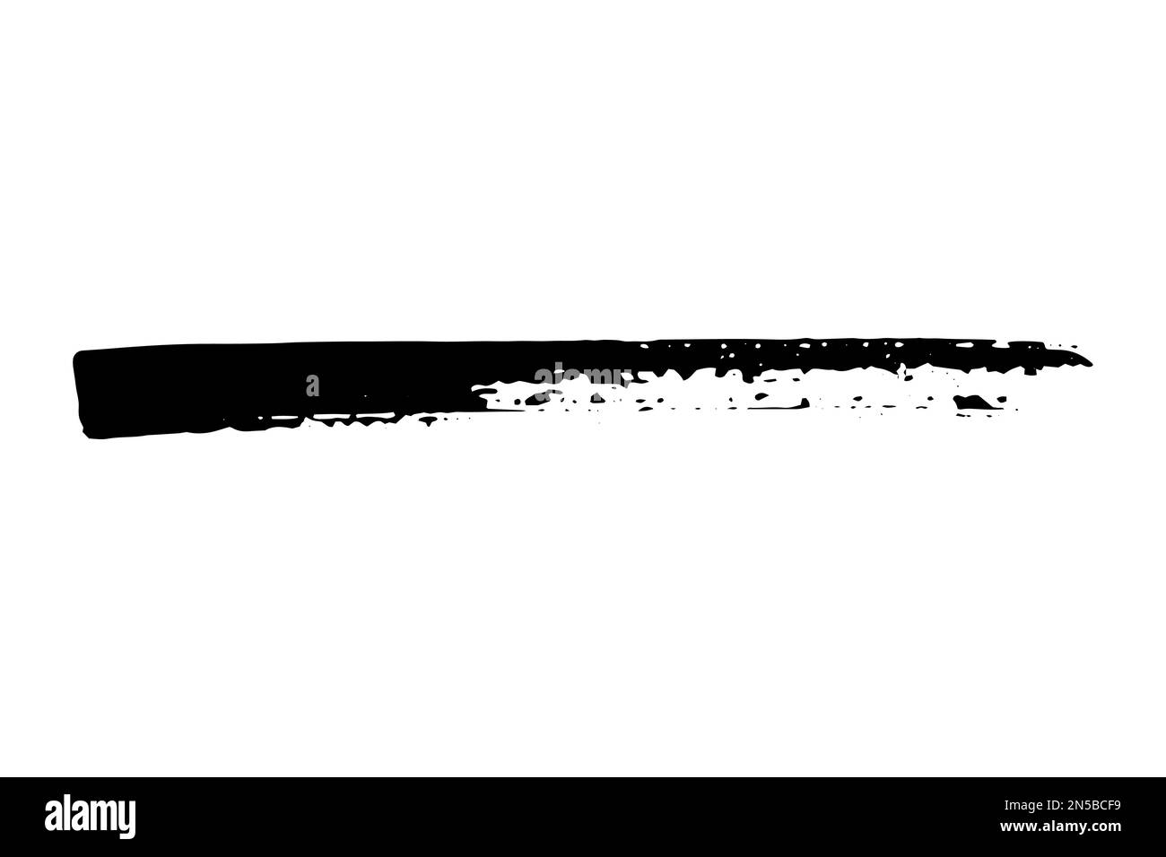 Black stain of paint brush isolated on white background. Hand-drawn ...