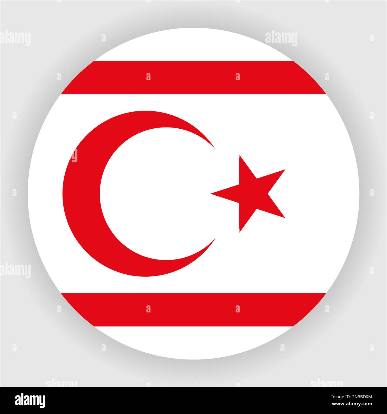 Turkish Republic Of Northern Cyprus Flat Rounded Flag Icon Button