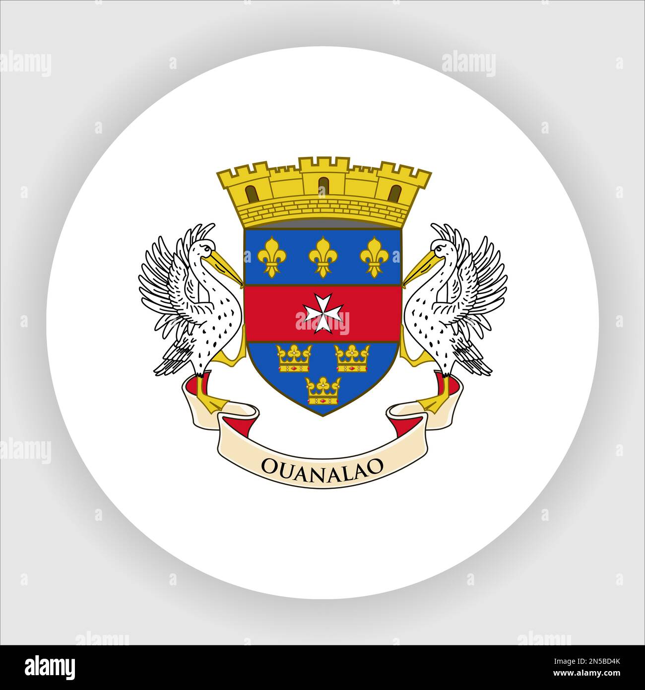 Saint Barthélemy Flat Rounded Flag Icon Button Vector Stock Vector