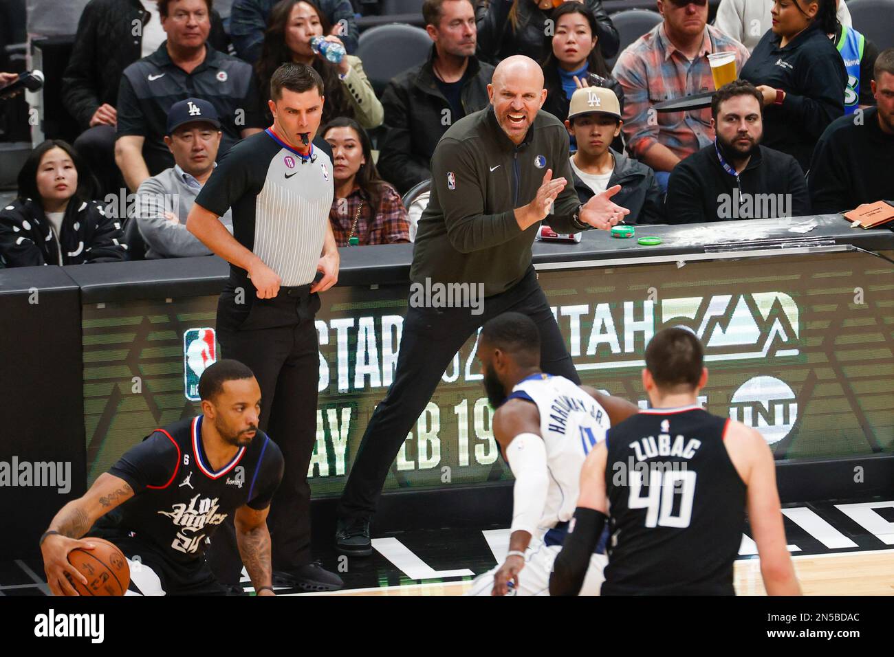 Dallas Mavericks head coach Jasn Kidd reacts during the NBA basketball ...