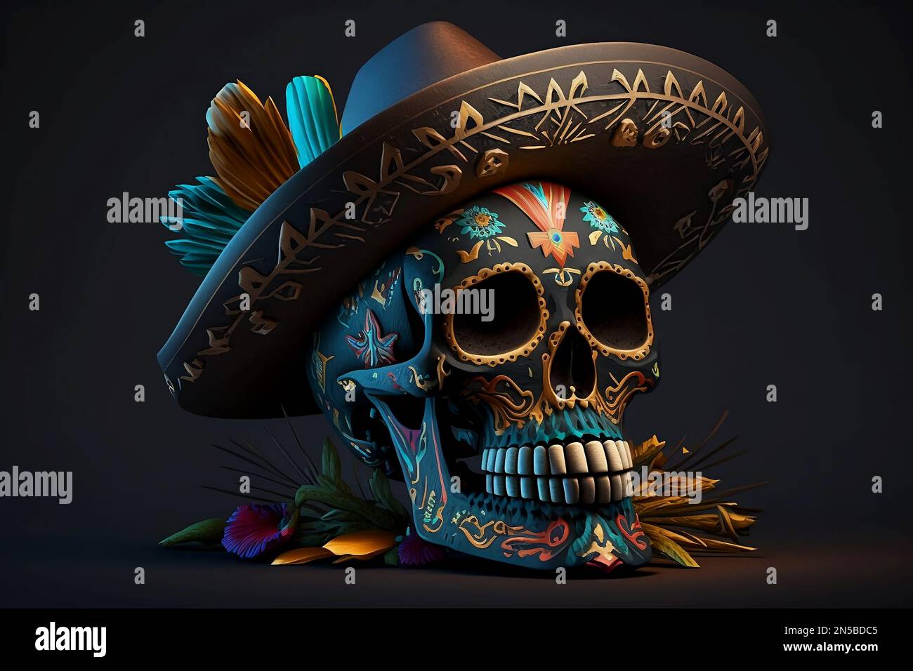 3D Sugar skull character of the Mexican festival known Day of the Dead ...