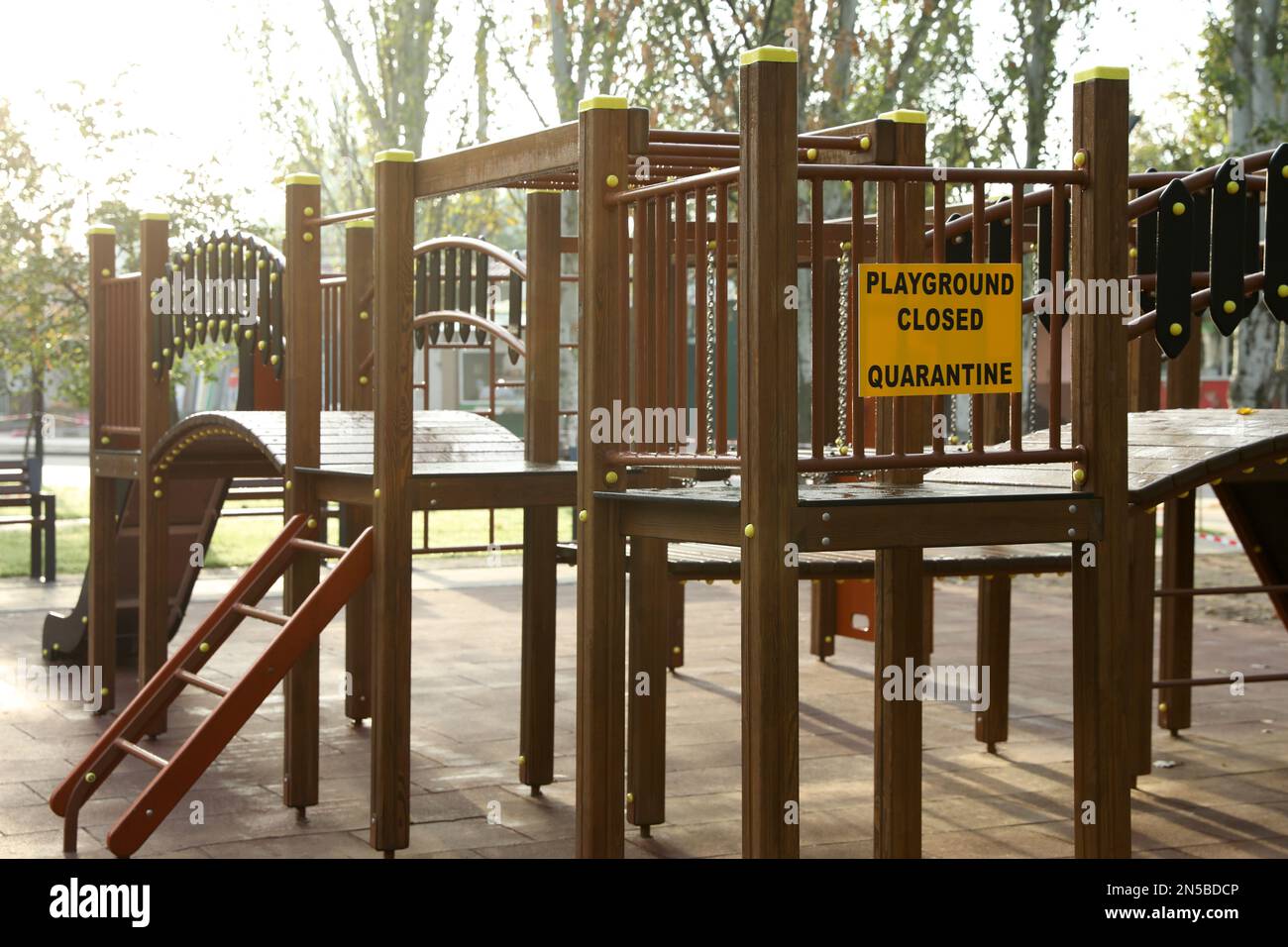 Empty children's playground closed during COVID-19 quarantine Stock ...
