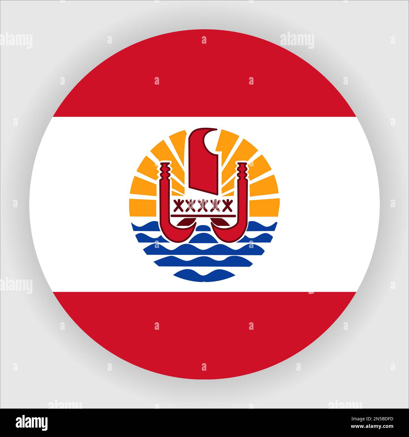 French Polynesia Flat Rounded Flag Icon Button Vector Stock Vector