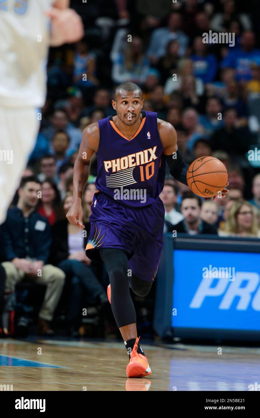 Phoenix Suns guard Leandro Barbosa, of Brazil, brings ball up the court ...
