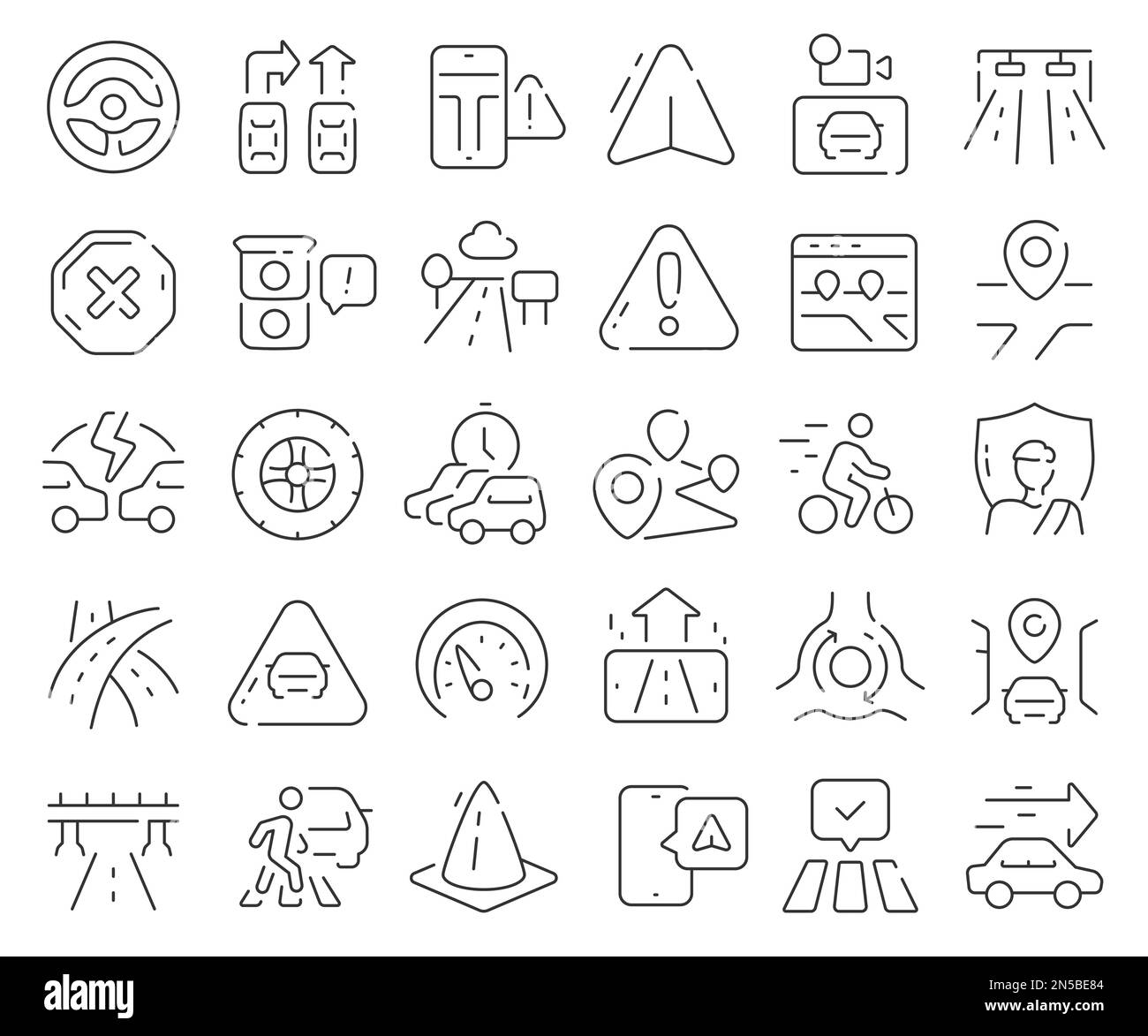 Traffic Line Icons Collection Thin Outline Icons Pack Vector Illustration Eps10 Stock Vector