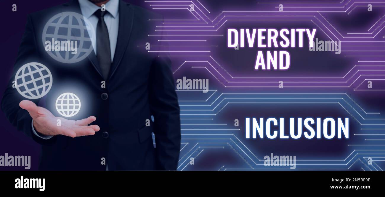 Hand writing sign Diversity And Inclusion. Word for range human ...