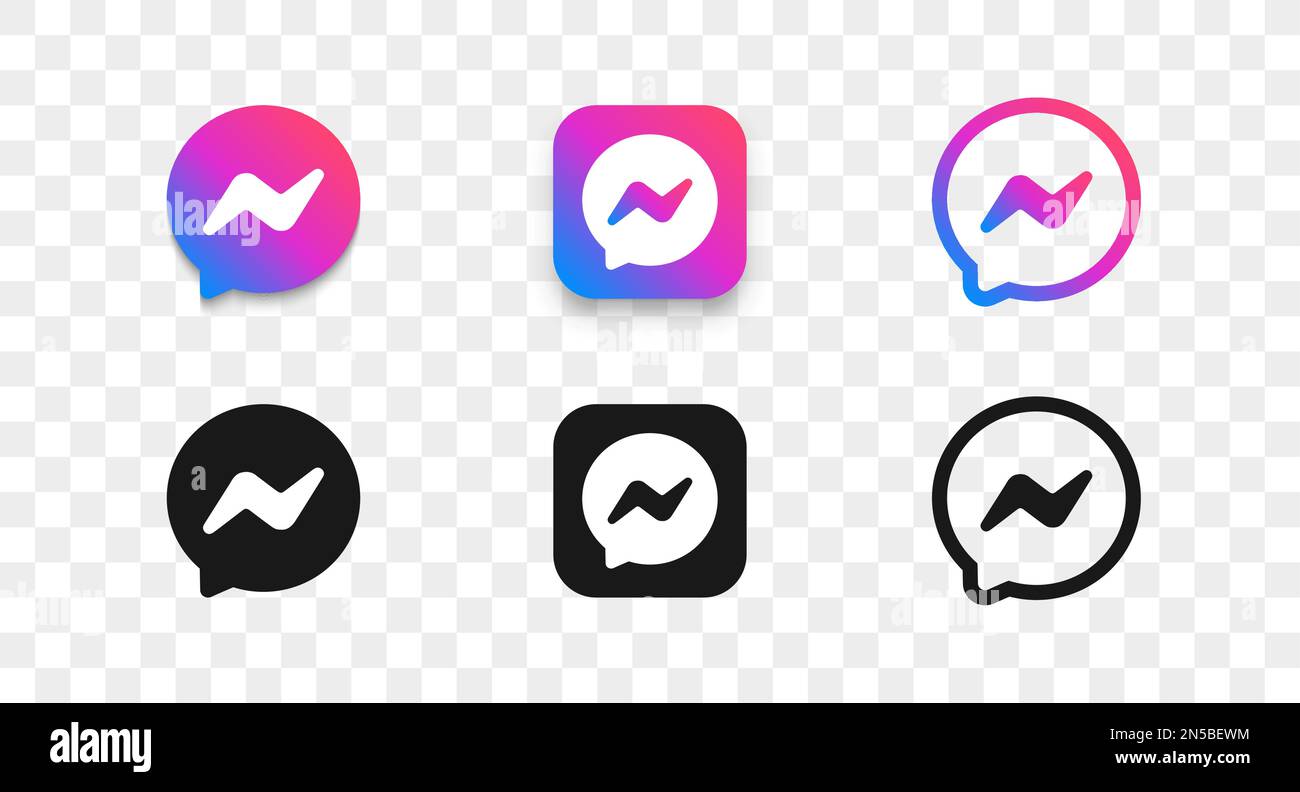 Messenger logo icons collection in different style. Social network ...