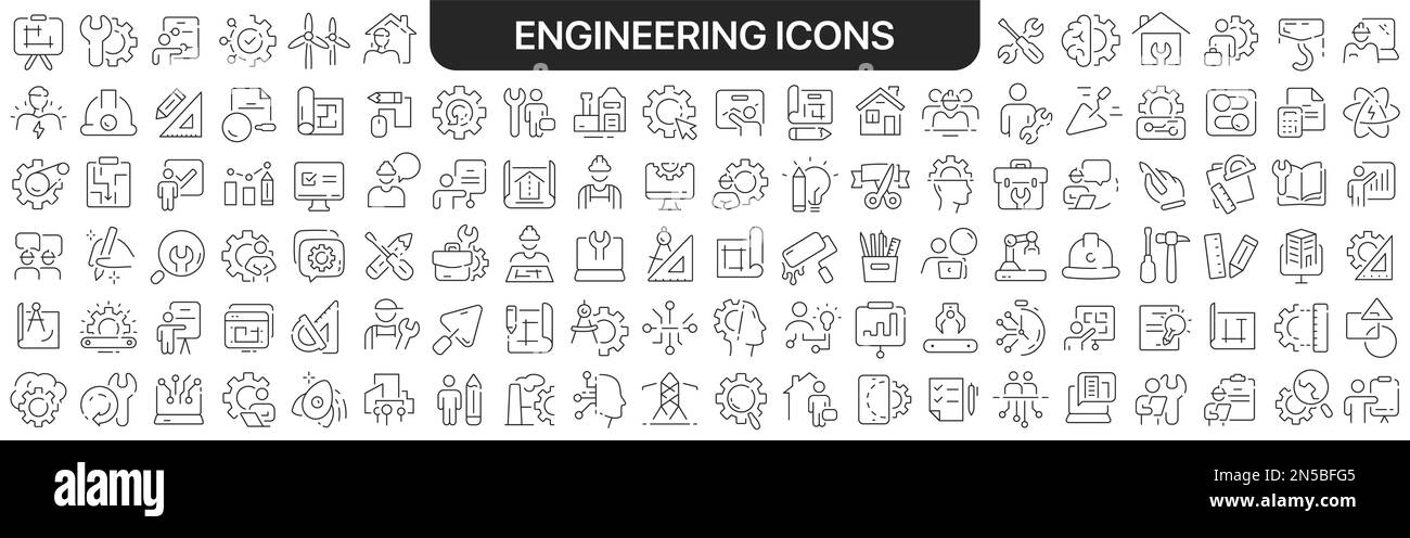 Engineering icons collection in black. Icons big set for design. Vector ...