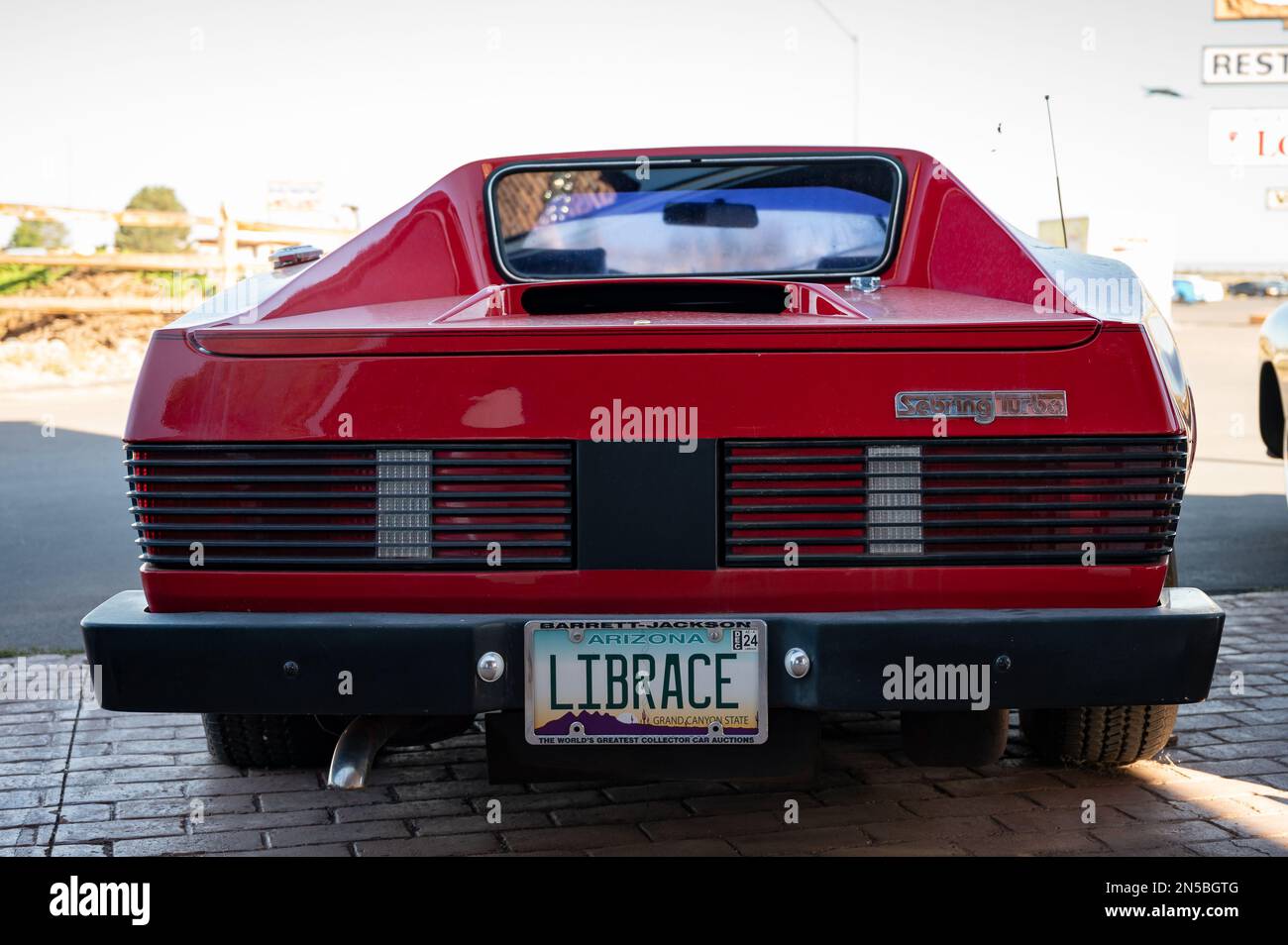 A detail of an old red sports car type Kit Car based on a Volkswagen ...