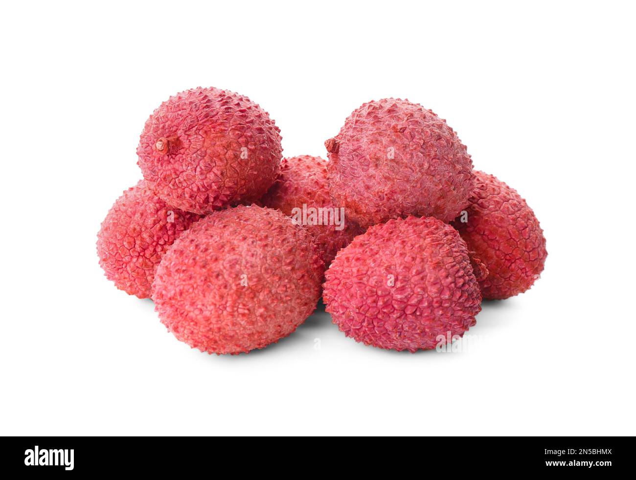 Pile of fresh ripe lychees on white background Stock Photo - Alamy