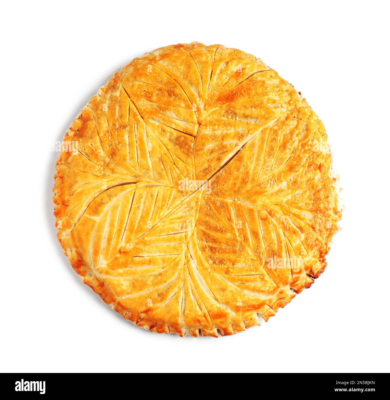 Traditional galette des rois isolated on white, top view Stock Photo ...