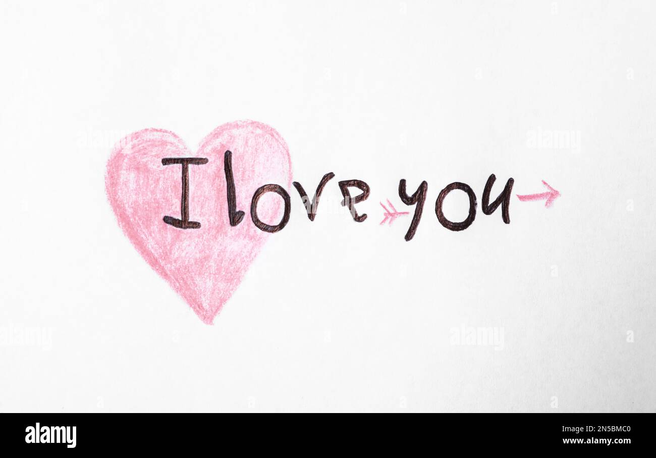 Handwritten text I Love You on white background Stock Photo - Alamy