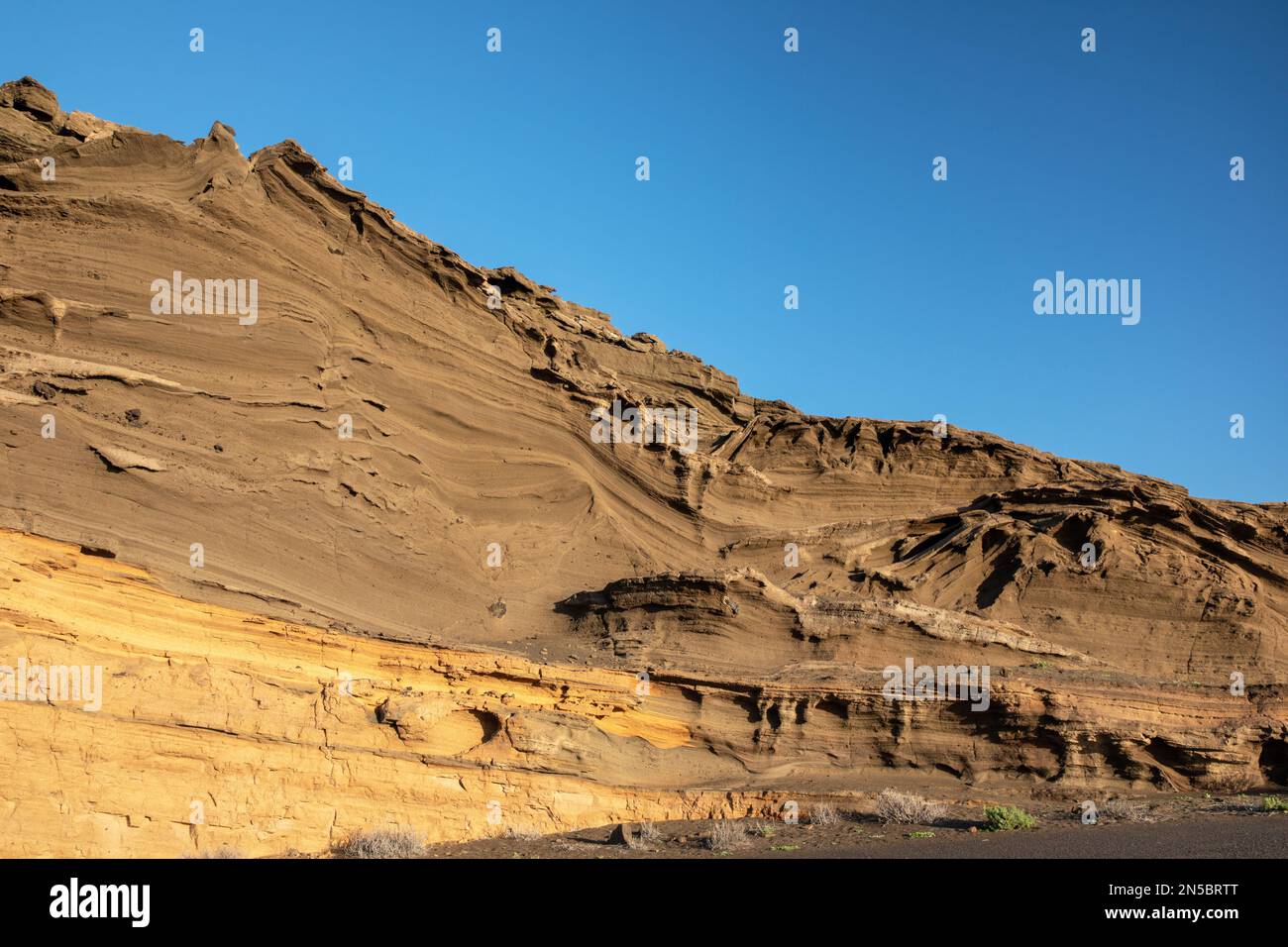 EL Golfo lagoon, weathering tuff layers at the crater, Canary Islands ...