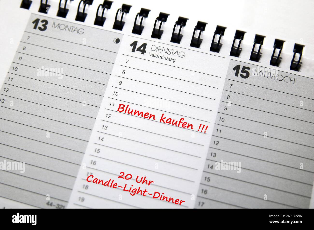 desk calendar in German with entry by flowers, Candle Light Dinner ...