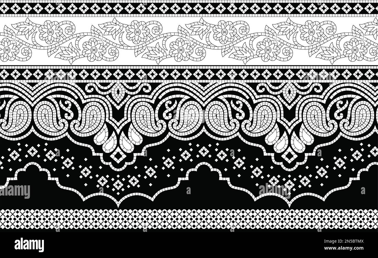 A beautiful Geometric Ornament Ethnic style border design handmade ...