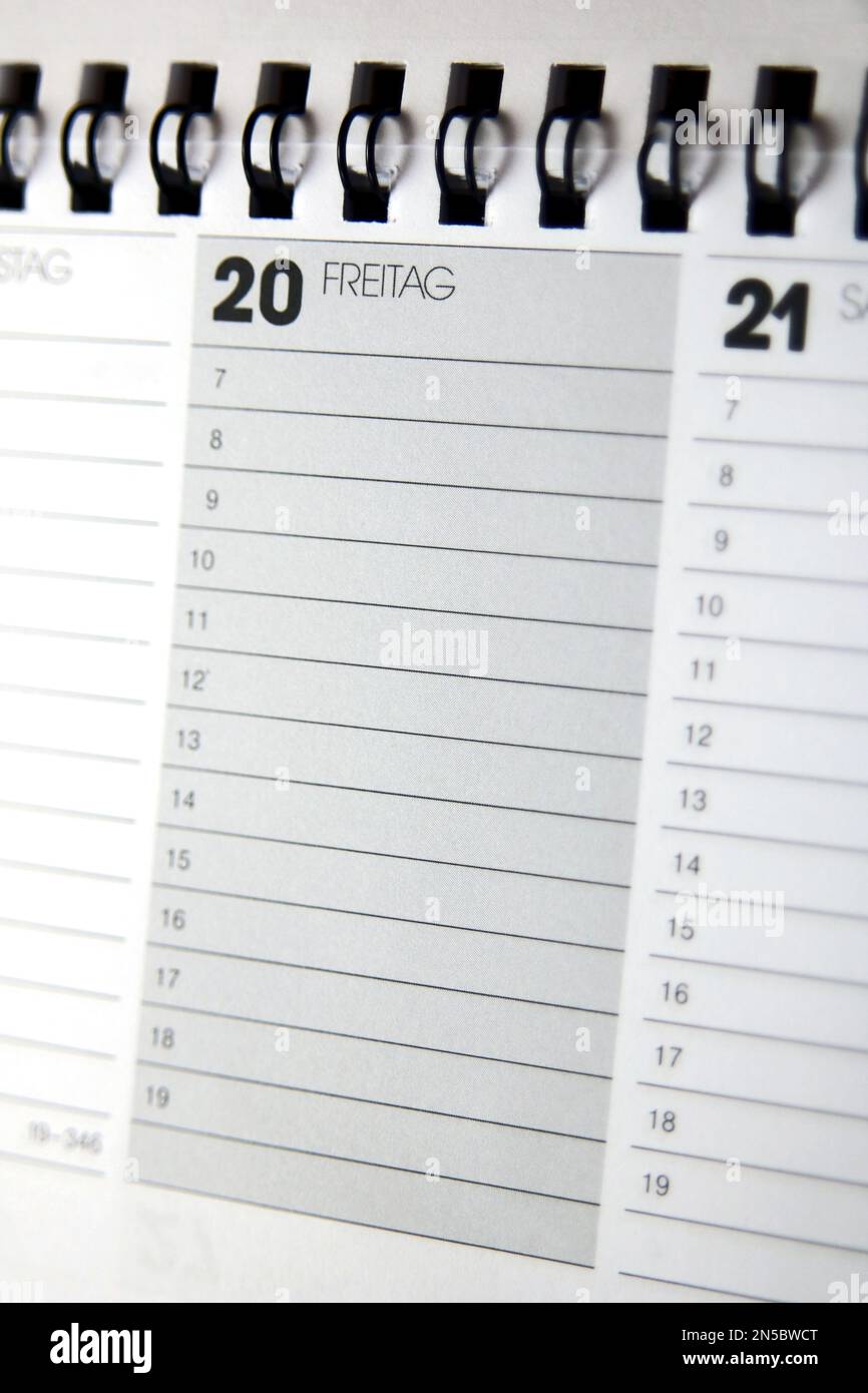 desk calendar in German, Friday 20 Stock Photo - Alamy