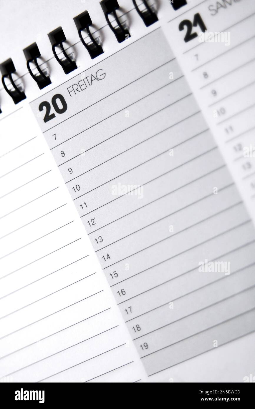 desk calendar in German, Friday 20 Stock Photo - Alamy