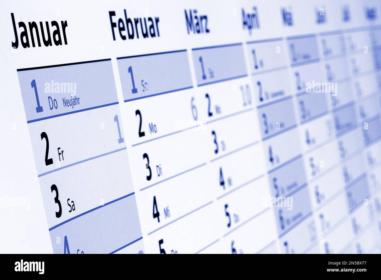 year calendar 2015 in German Stock Photo - Alamy