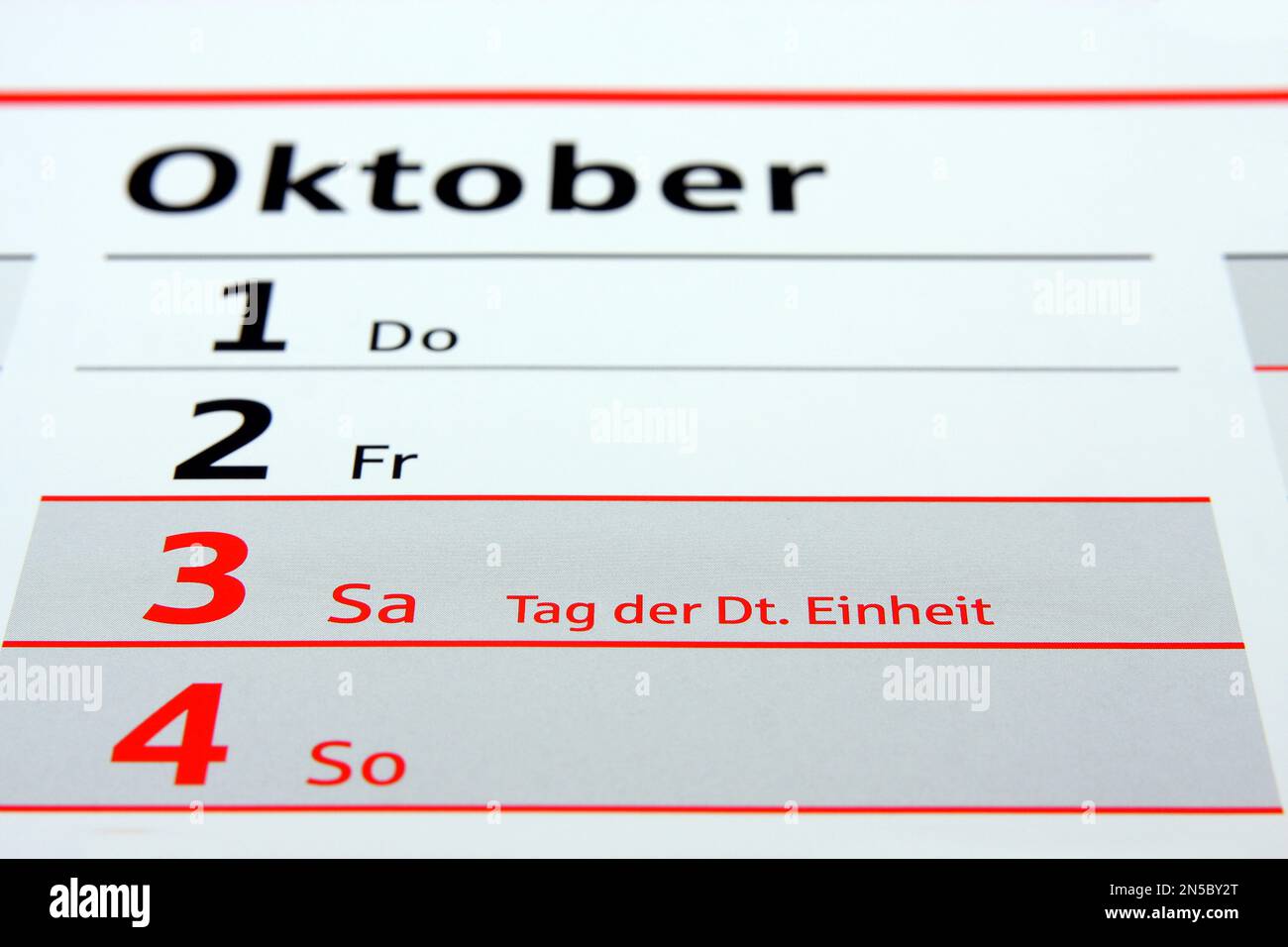 year calendar 2015 in German, Day of German Unity, Ocrober 3rd Stock ...