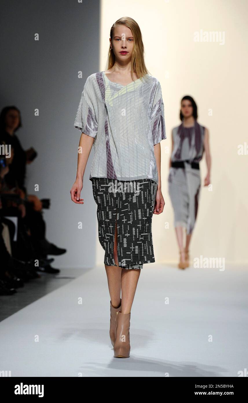 A model wears a creation for fashion designer Hussein Chalayan's ready ...