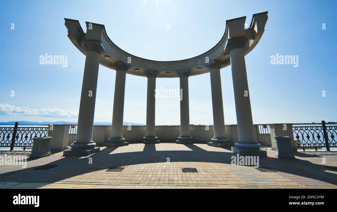 White rotundas in the city of Khabarovsk near the waterfront Stock ...