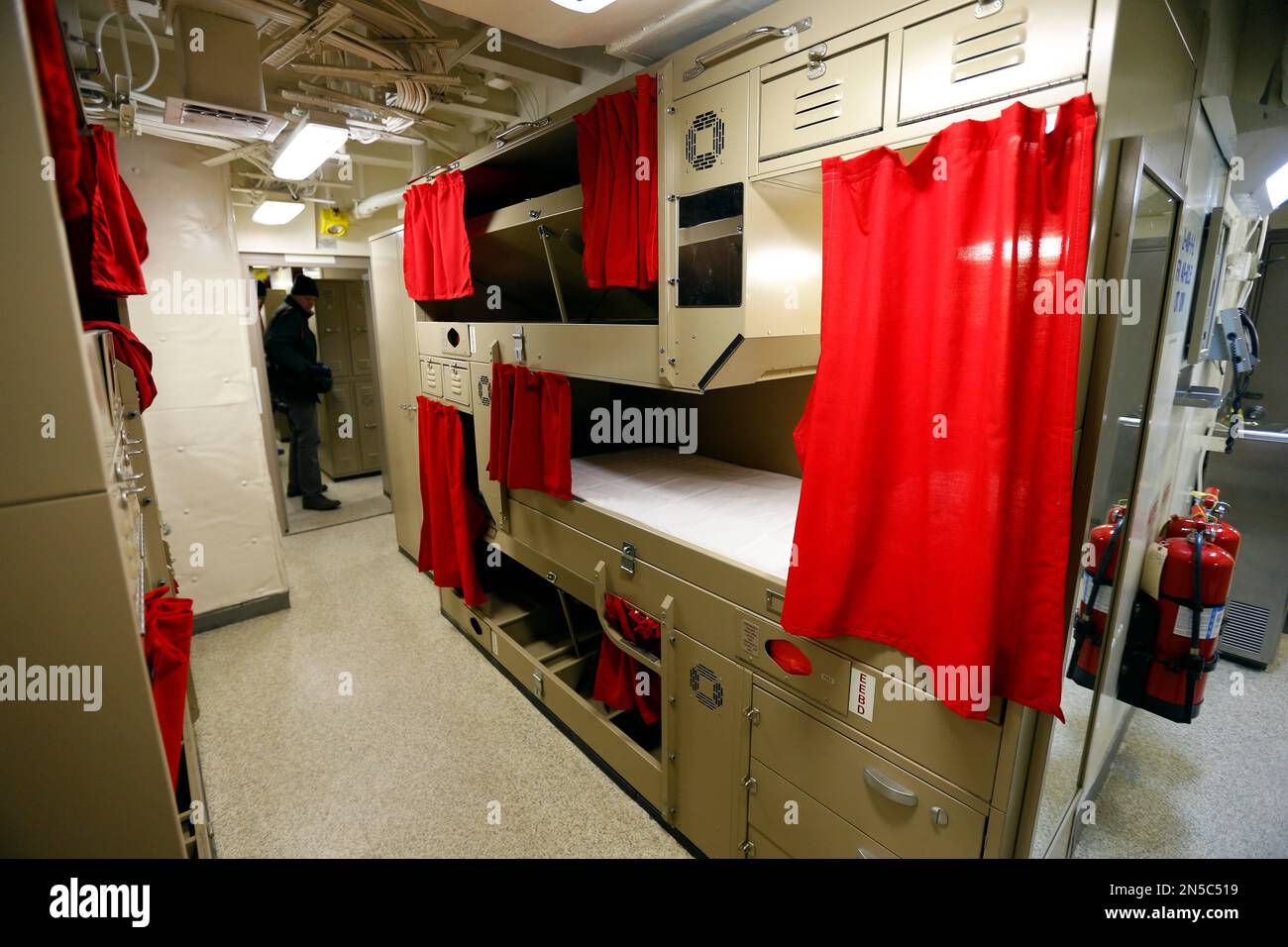 Shown is the enlisted sailors bunks aboard the USS Somerset Thursday ...