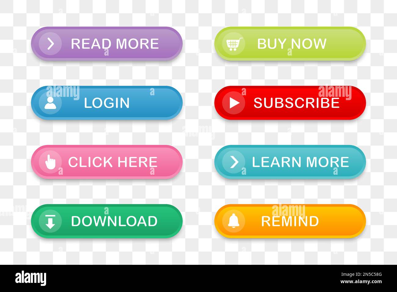 Set of different web buttons with shadow. Vector illustration Stock ...