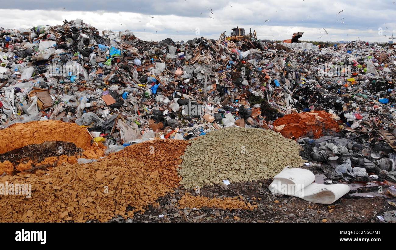 A large landfill near the city of Minsk. View from the drone Stock ...