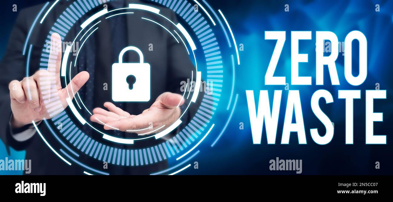 Inspiration showing sign Zero Waste, Business concept industrial responsibility includes ...