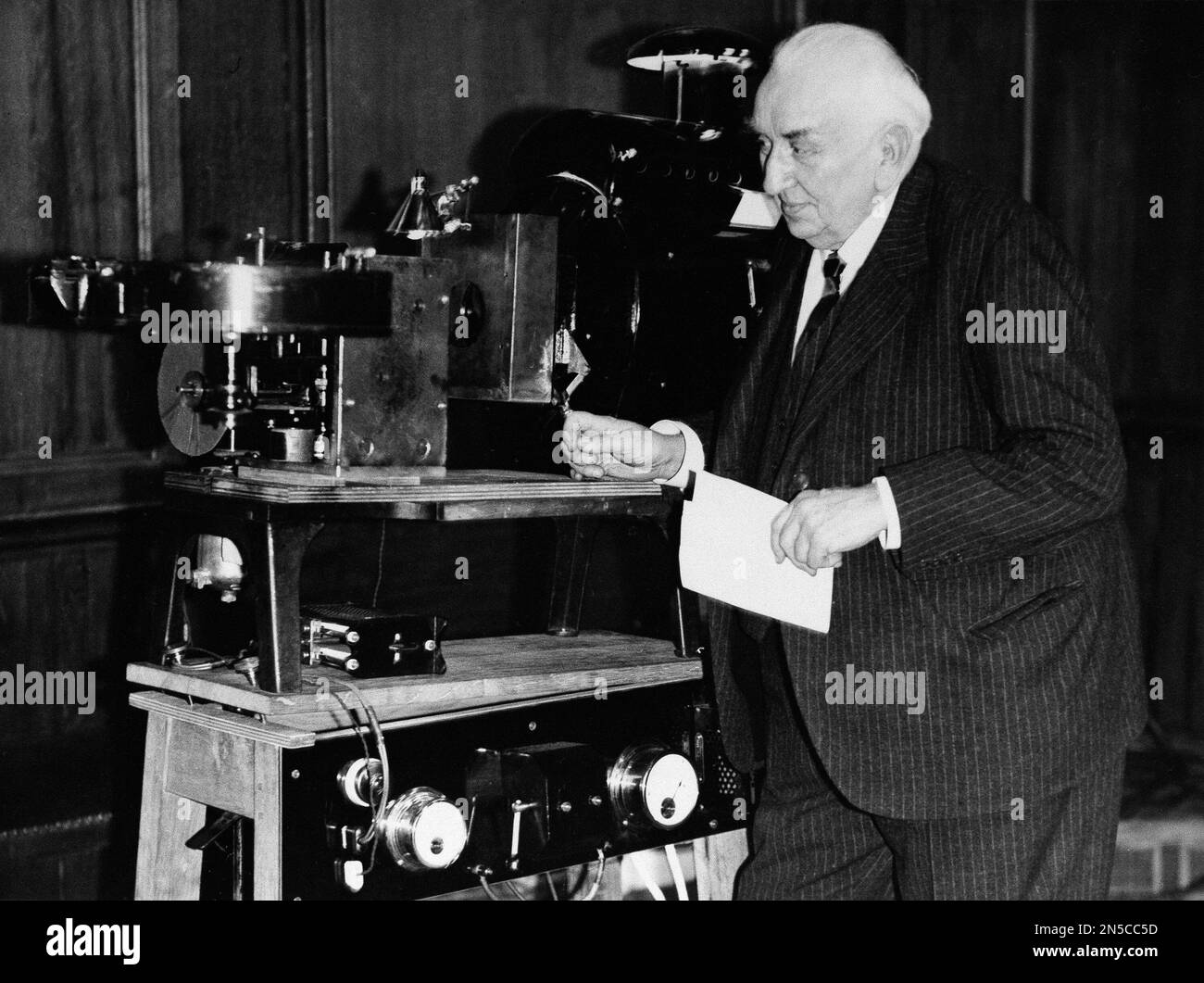 Louis Lumiere, who made his first film in February 25, 1935, shows a ...