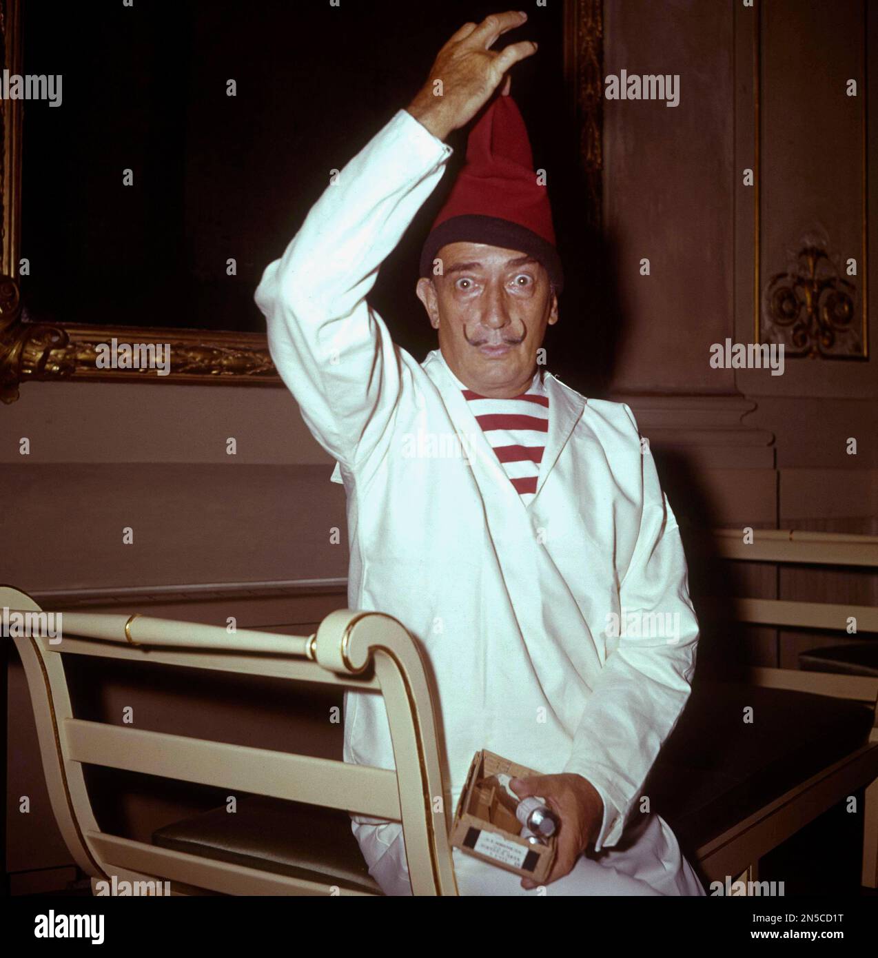 Spanish painter Salvador Dali, wearing a Venice gandolier's costume and ...