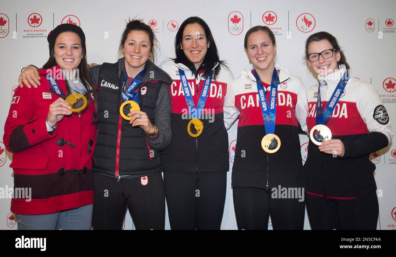 Members of Team Canada from left, Mélodie Daoust, Charline Labonté ...