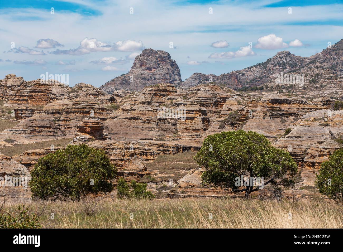 Isalo National Park in Ihorombe Region. Wilderness landscape with water ...