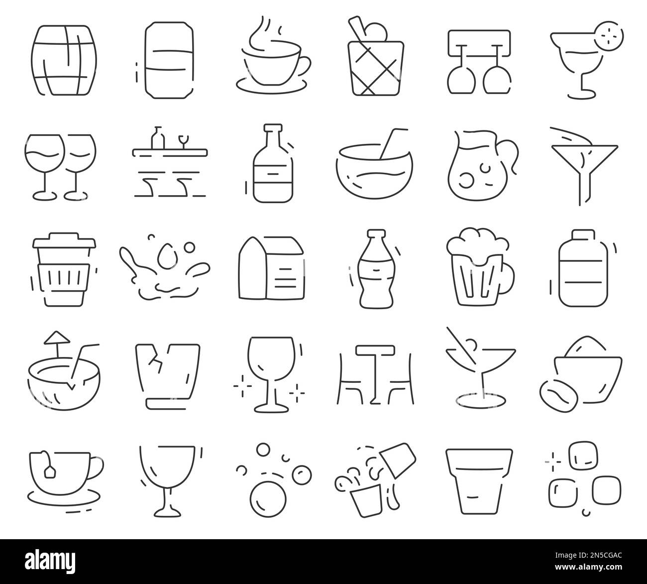 Drinks line icons collection. Thin outline icons pack. Vector ...