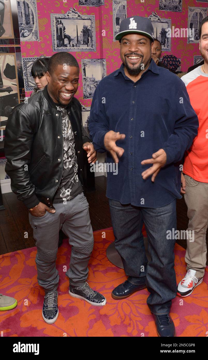 Kevin Hart, Ice Cube arrive for a VIP screening of Ride Along at the ...