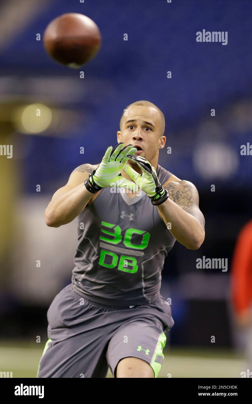 Notre Dame defensive back Bennett Jackson runs a drill at the NFL ...