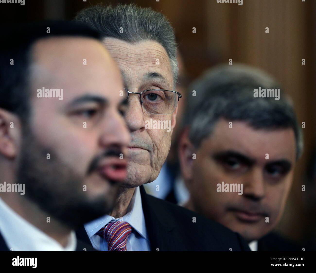 Assembly Speaker Sheldon Silver, D-Manhattan, center, and Mario Cilento ...