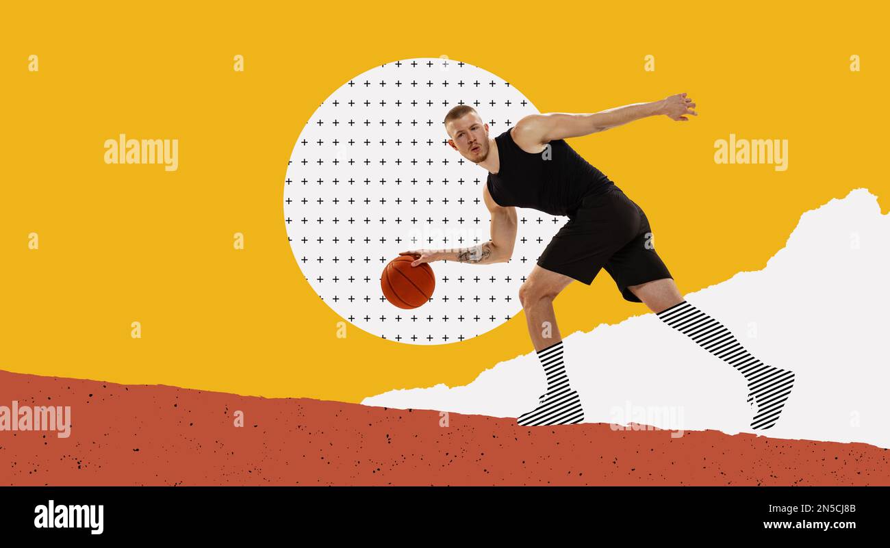 Abstract basketball player dribbling ball hi-res stock photography and ...