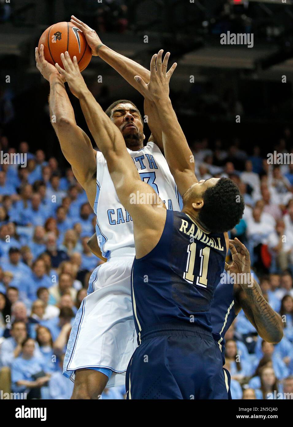 North Carolina's James Michael McAdoo (43) is challenged by Pittsburgh ...