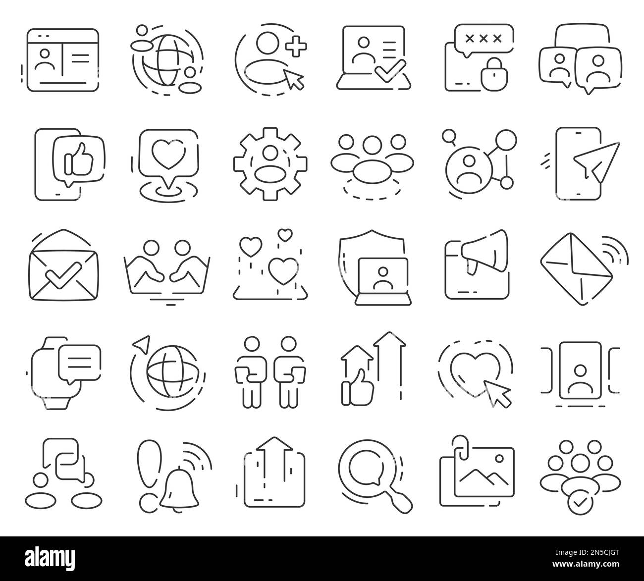 Social network line icons collection. Thin outline icons pack. Vector ...
