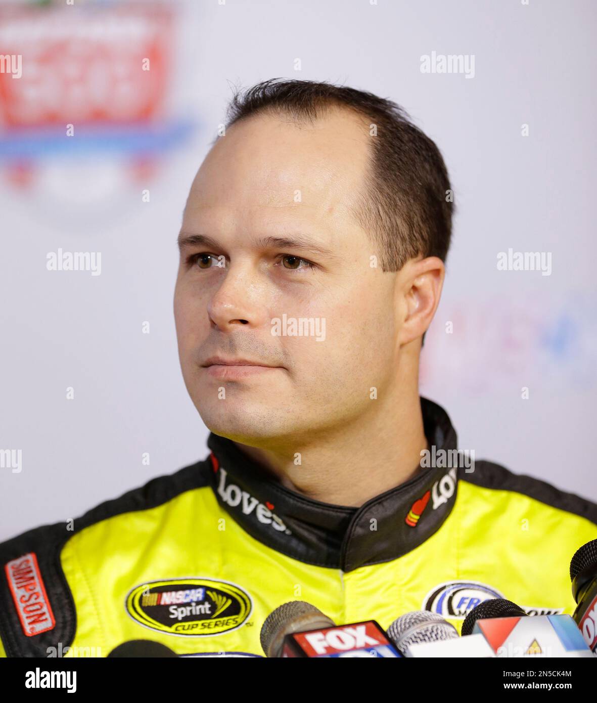 David Gilliland during NASCAR auto racing media day at Daytona ...
